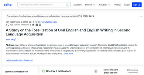 A Study On The Fossilization Of Oral English And English Writing In