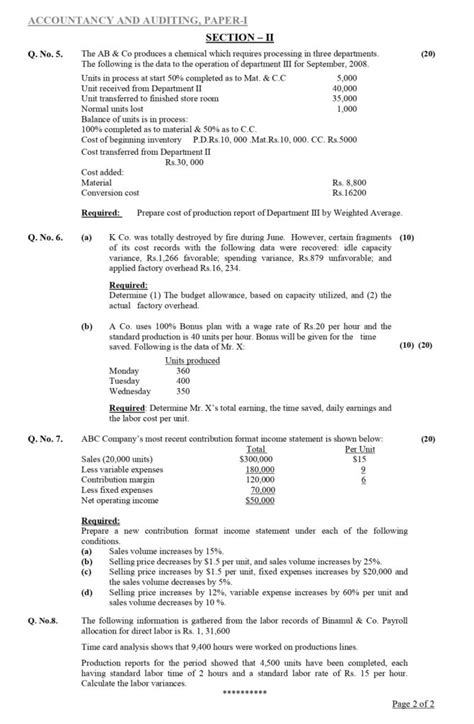Accounting And Auditing Css Papers 2019 Askedon