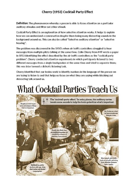 Cocktail Party Effect Selective Attention Explanation Psych 101