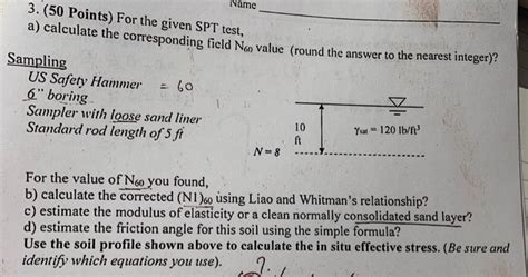 solved name 3 50 points for the given spt test a
