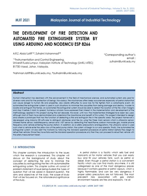 The Development Of Fire Detection And Automated Fire Extinguisher System By Using Arduino And