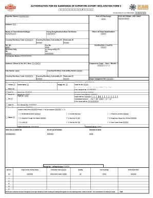 AUTHORIZATION FOR EDI SUBMISSION OF EXPORT RE EXPORT DECLARATION 2 Doc Template PdfFiller