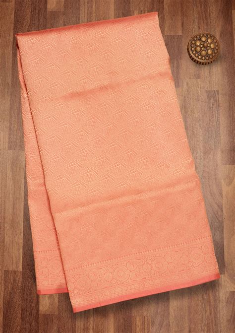 Buy Light Peach Zariwork Pure Silk Saree Koskii