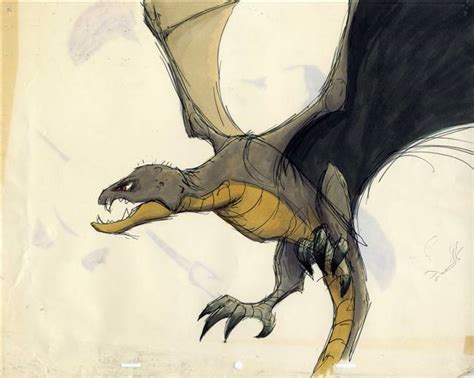 Original Production Model Drawing Of A Gwythaint From Black Cauldron 1985
