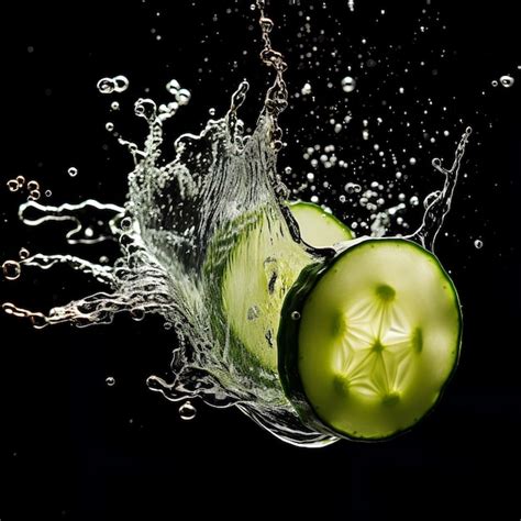 Premium Ai Image Cucumber With Water Splash
