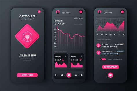 Premium Vector Neomorphic Mobile App Ui Ux Kit Blockchain Unique Neomorphism Style