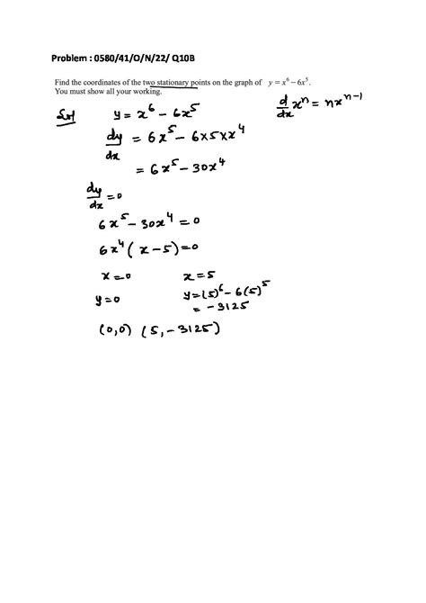 Solution Igcse Paper 4 Differentiationproblem 058041on22 Q10b