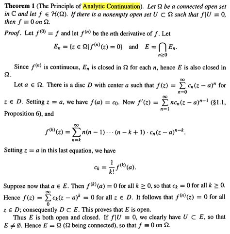 Complex Analysis Principle Of Analytic Continuation Mathematics