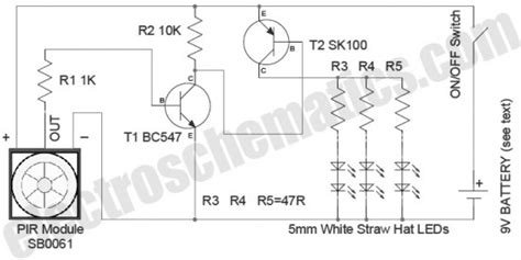 LED Security Light With PIR Motion Sensor LED And Light Circuit Circuit Diagram SeekIC