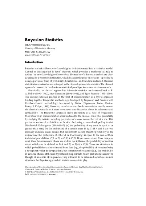 Pdf Bayesian Statistics