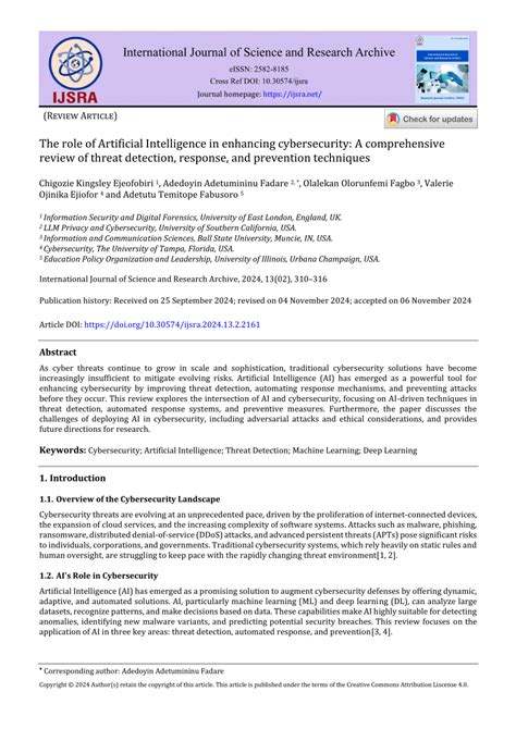 Pdf The Role Of Artificial Intelligence In Enhancing Cybersecurity A