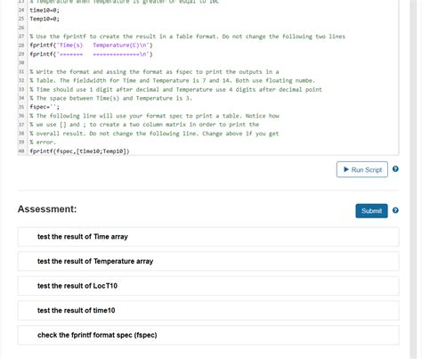 Solved Print A Formatted Table Write A Script File To