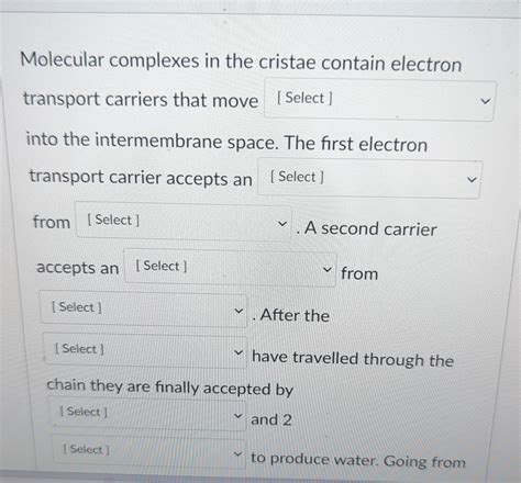 Solved Molecular Complexes In The Cristae Contain Electron