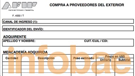 Este es el formulario que hay que llenar para hacer compras por internet en páginas del exterior