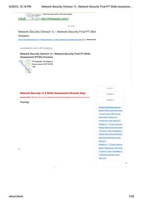 Solution Network Security Version 1 Network Security Final Pt Skills
