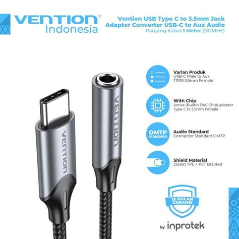 Jual Vention Usb Type C To Mm Jack Adapter Converter Usb C To Aux Audio Bgm Meter Di
