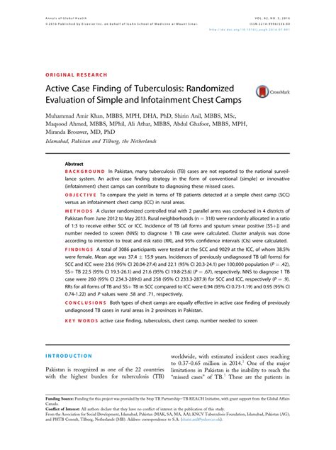 Pdf Active Case Finding Of Tuberculosis Randomized Evaluation Of Simple And Infotainment