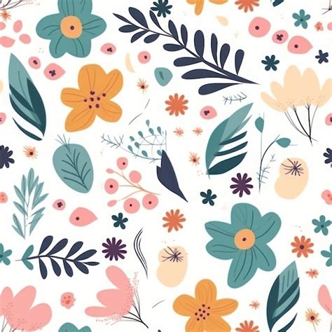 Premium Ai Image Floral Seamless Patterns Design For Paper Fabric Wallpaper Created With