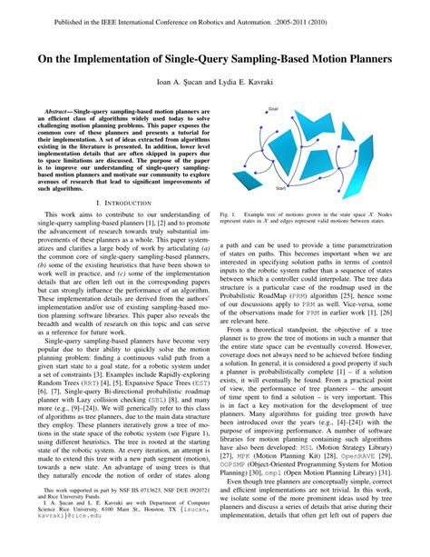pdf on the implementation of single query sampling based motion planners