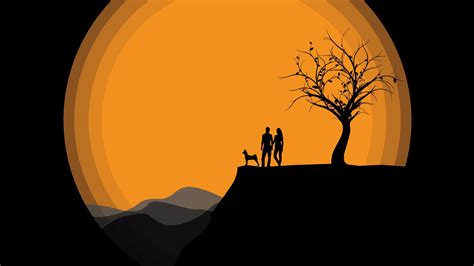 2560x1440 Resolution Silhouettes Couple Near Moon 1440p Resolution