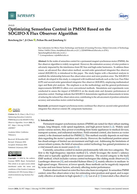 Pdf Optimizing Sensorless Control In Pmsm Based On The Soo X Flux
