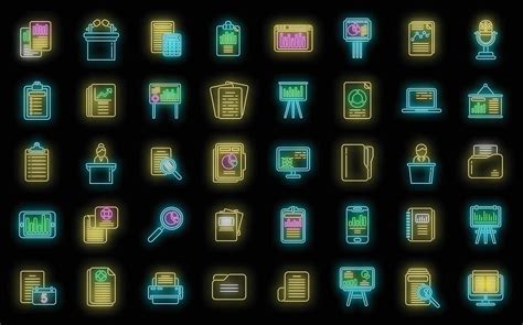 Report Icons Set Vector Neon 41272609 Vector Art At Vecteezy
