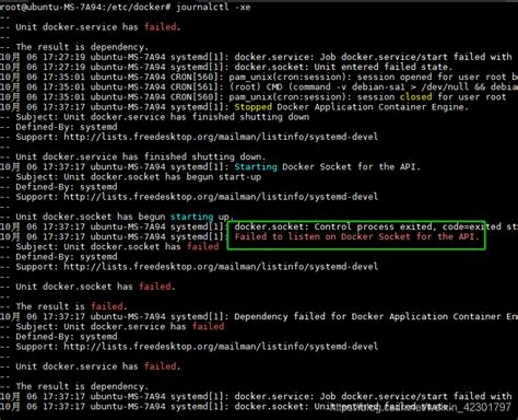 Docker报错failed To Listen On Docker Socket For The Api Csdn博客