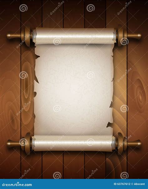 Vertical Old Scroll Paper On Wooden Background Stock Vector Image 63767612