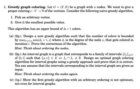 Solved Greedy Graph Coloring Let Gve Be A Graph With N