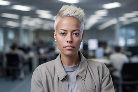 Premium Ai Image Powerful Portrait Of Office Worker Woman Lgbtq Acceptance Generative Ai