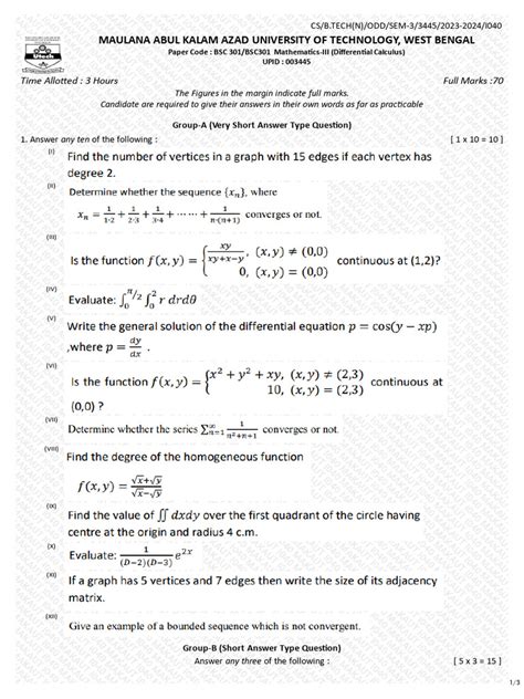 bsc 301 mathematics iii differential calculus 3445 i040 pdf