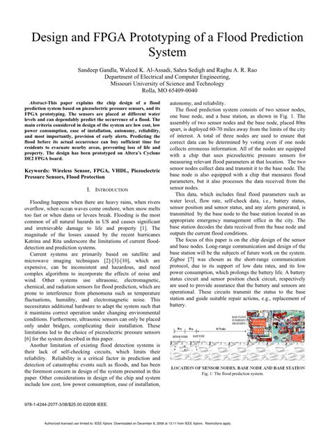 Pdf Design And Fpga Prototyping Of A Flood Prediction System