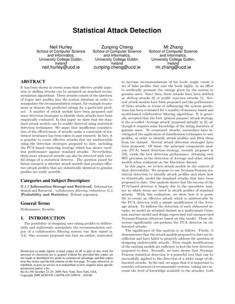 Pdf Statistical Attack Detection