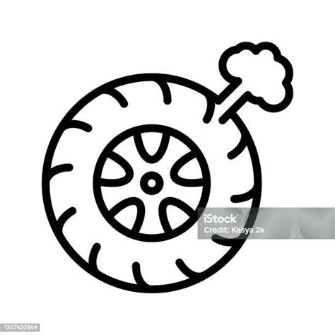 자동차 펑크 휠 플랫 라인 아이콘 타이어 유지 보수 자동차 휠 서비스 웹 사이트 또는 모바일 앱에 대한 간단한 평면 벡터 그림 겨울에 대한 스톡 벡터 아트 및 기타 이미지