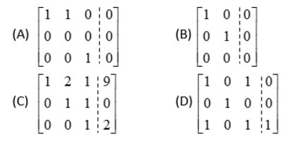 Which Of The Following Is An Augmented Matrix That May Represent A System Of Linear Equations