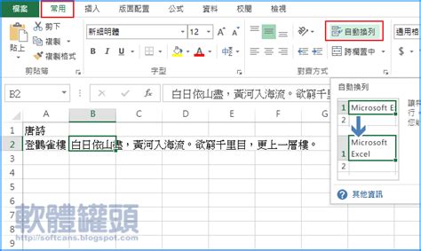 [excel教學]如何讓 Excel 儲存格能有自動換行 自動換列 Wrap Text In A Cell 功能 軟體罐頭