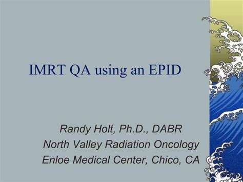 PPT IMRT QA Using An EPID PowerPoint Presentation Free Download ID