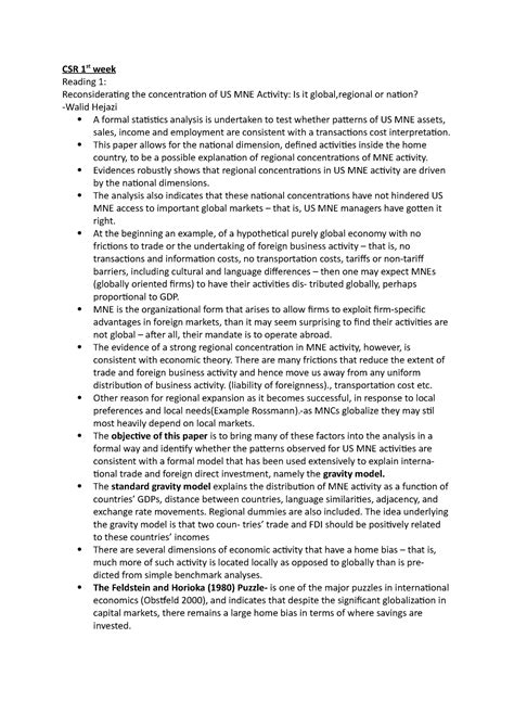 Csr 1st Week Summary Of 1st Two Readings Csr 1st Week Reading 1 Reconsiderating The