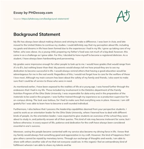 Background Statement