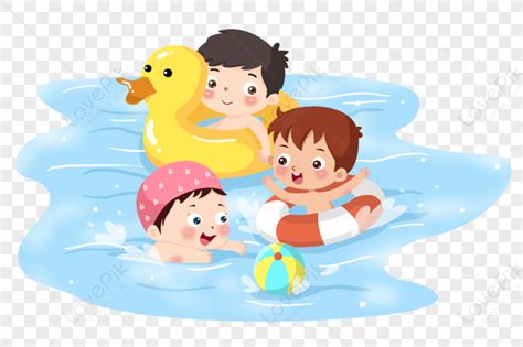 수영과 놀고있는 여름의 어린이 Png 일러스트 무료 다운로드 Lovepik