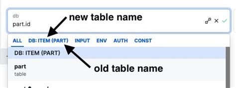 table name not updated