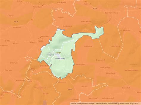 07427 Schwarzburg mit PLZ Karte und Straßenverzeichnis