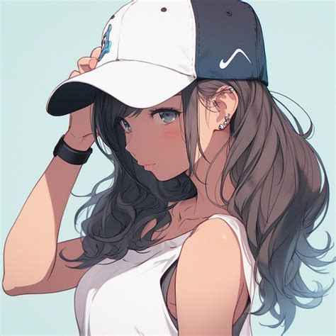 Una chica con una gorra de béisbol estilo anime Foto Premium