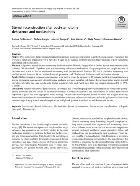 Sternal Reconstruction After Post Sternotomy Dehiscence And