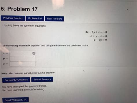 Solved 5 Problem 17 Previous Problem Problem List Next