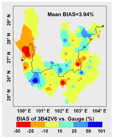 Bias Spatial Pattern Calculated From The 3b42v6 107 Grids Against The