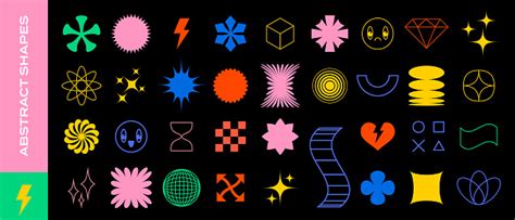 모양 요소 기하학적 디자인 및 추상 그래픽 벡터 최소 원 별 및 삼각형 선 패치 패턴 기하학적 모양 요소와 꽃과 심장의 그림