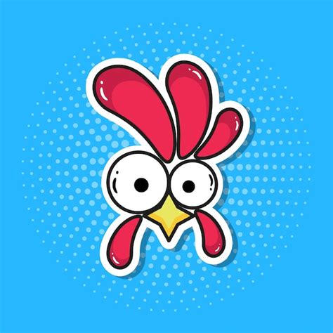 Premium Vector Funny Cock In Pop Art Style