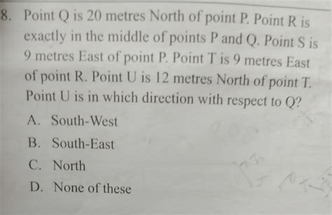 Point Q Is 20 Metres North Of Point P Point R Is Exactly In The Middle O