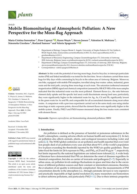 Pdf Mobile Biomonitoring Of Atmospheric Pollution A New Perspective